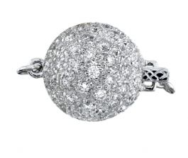 14K White Gold and Diamond Ball Clasp